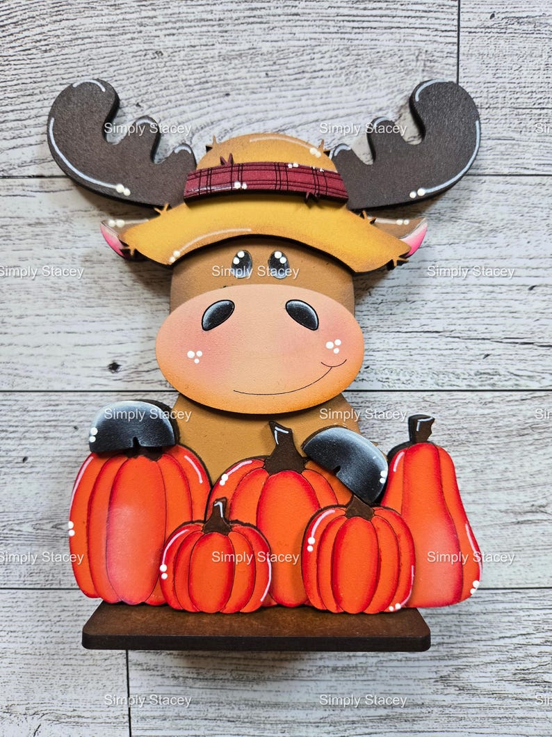 Hand-made Fall Moose Shelf Sitter: Rustic Autumn Decor, DIY Kit or Hand ...