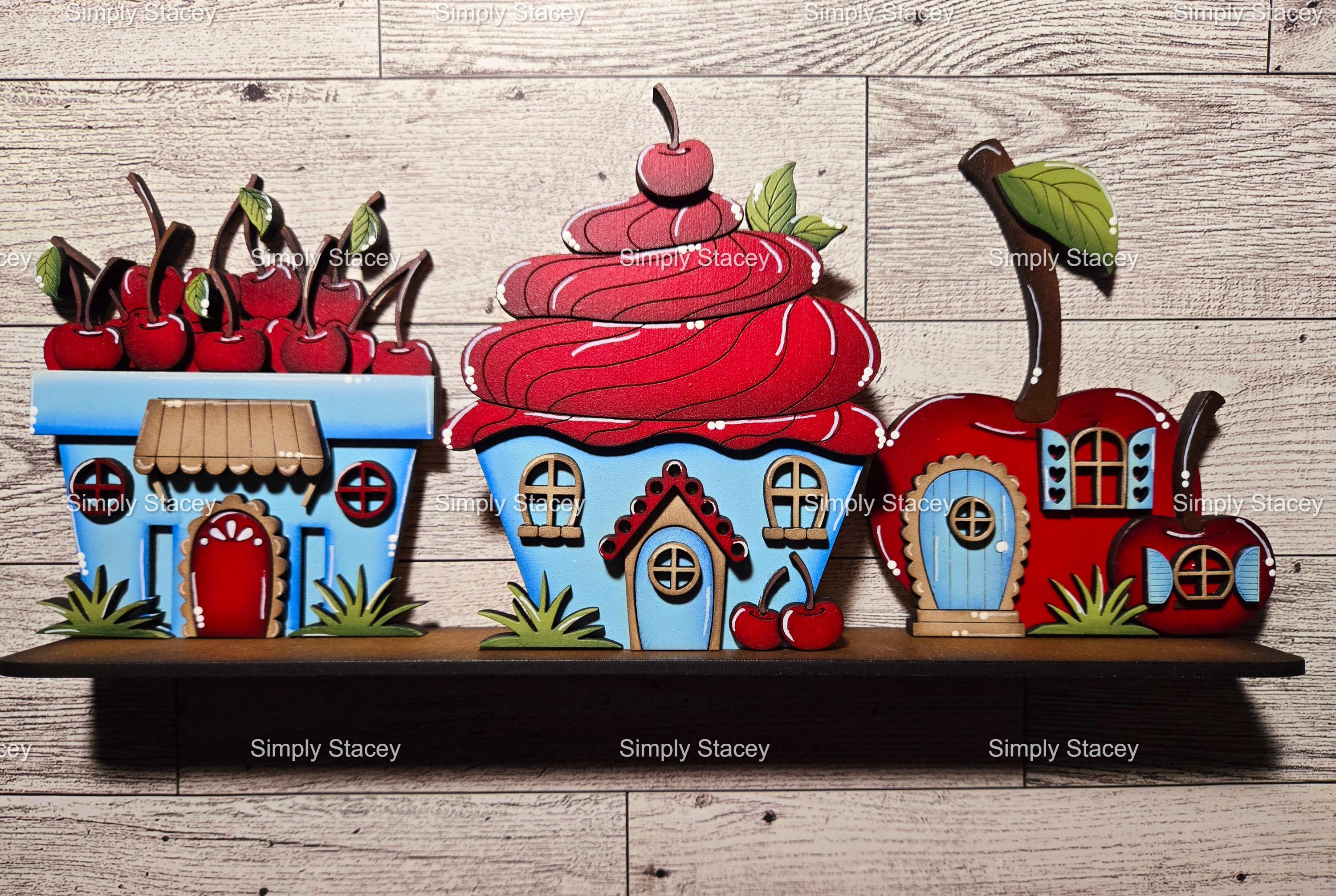 Cherry House Shelf Sitters: Cottagecore Tiered Tray Decor (DIY Kit or ...
