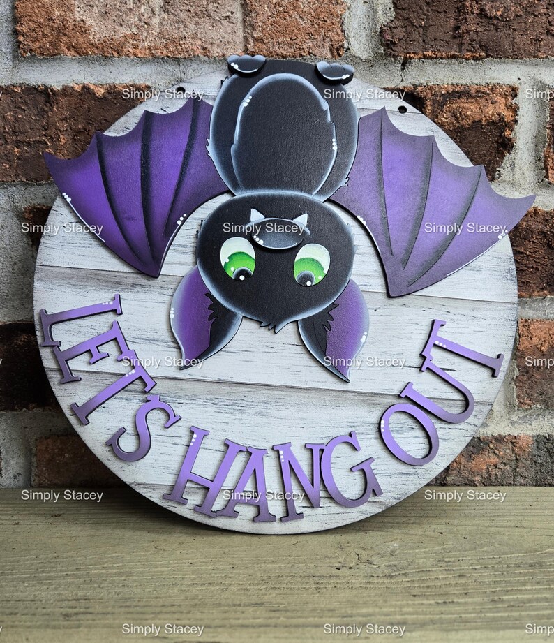 Hand-painted Halloween Bat Door Hanger: "let's Hang Out" Sign, DIY Kit ...
