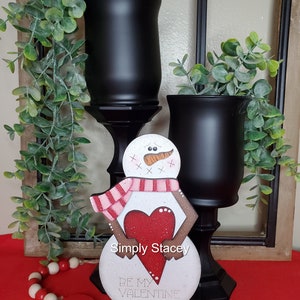 Valentine's Day Snowman, DIY Kit or Hand-painted, Valentine's Shelf ...
