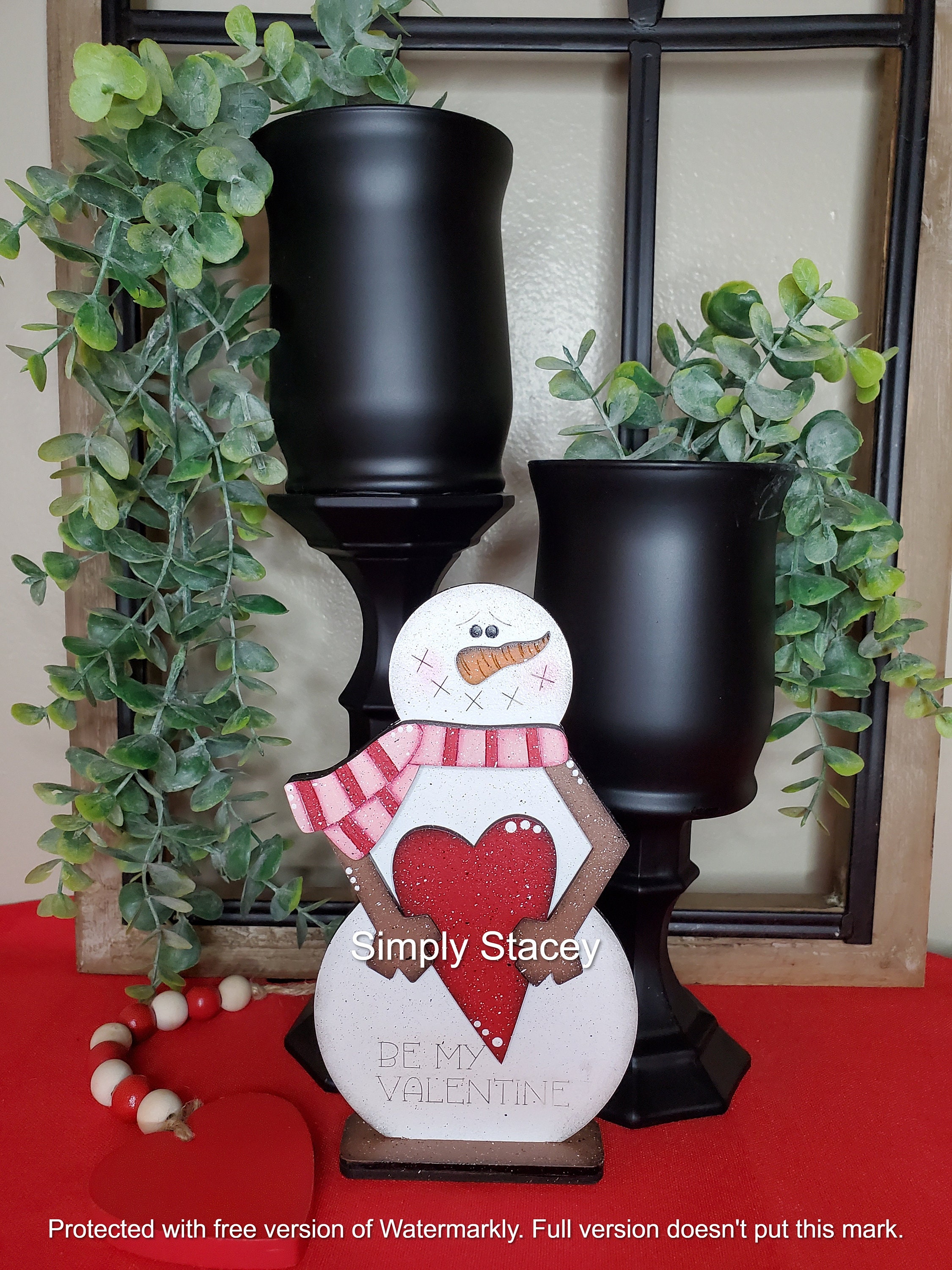 Valentine's Day Snowman, DIY Kit or Hand-painted, Valentine's Shelf ...