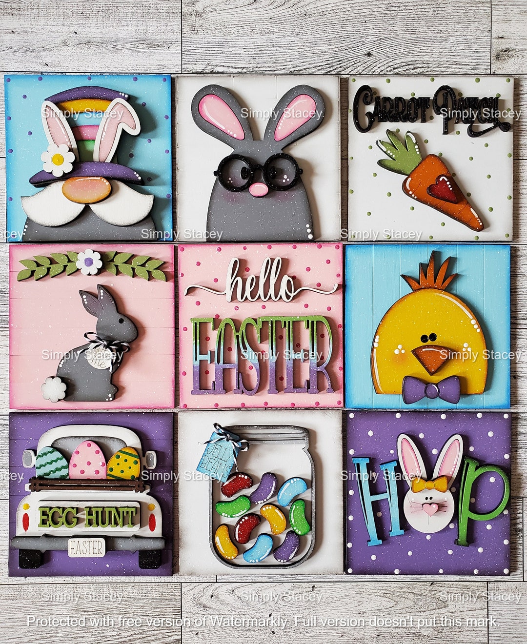 Easter Sign Tile Inserts, DIY Kit or Hand-painted, Easter Decor, DIY ...
