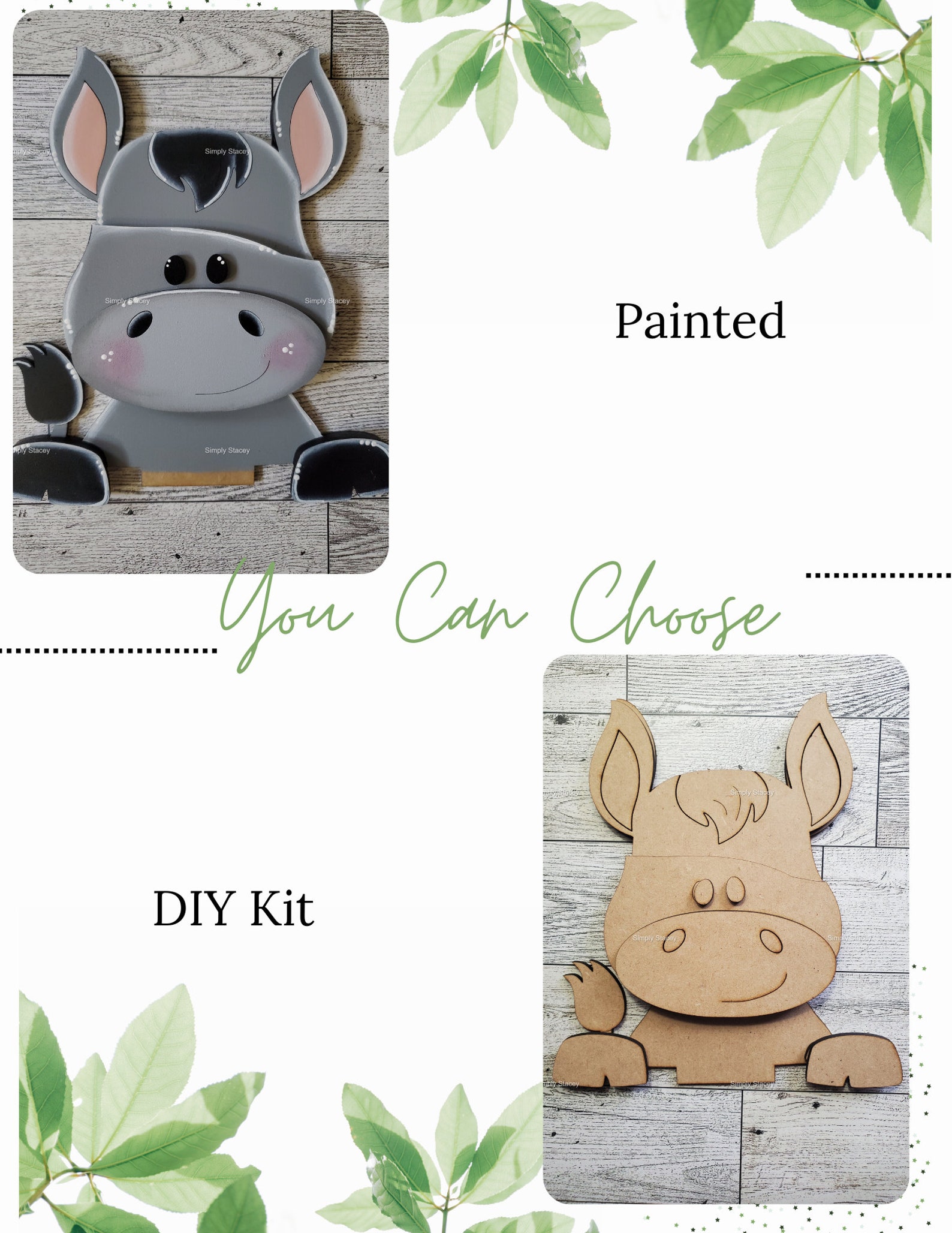 Donkey Interchangeable Animal Basket Insert, Hand-painted, Farm Decor ...
