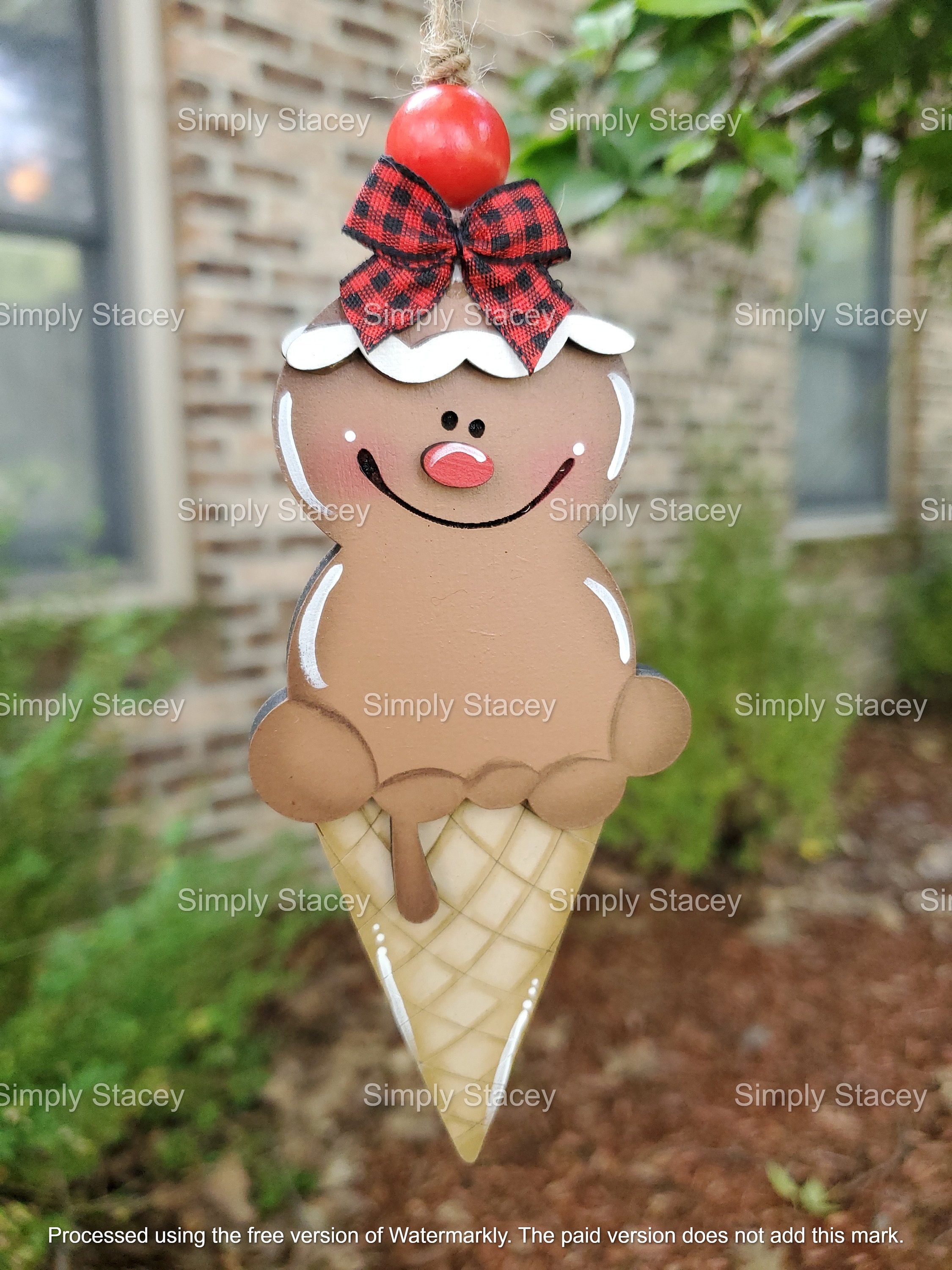 Snowman or Gingerbread Ice Cream Cone Christmas Ornament, DIY Kit or ...