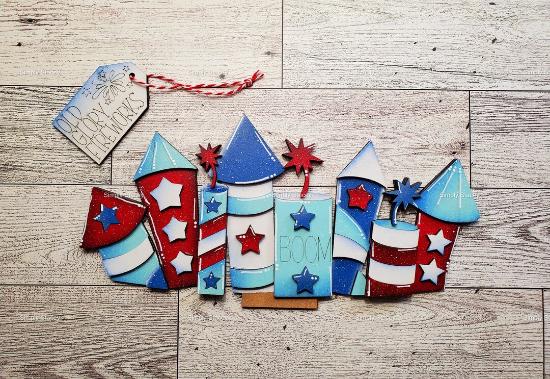 July 4th Fireworks Interchangeable Basket Insert Large or Mini, Hand ...