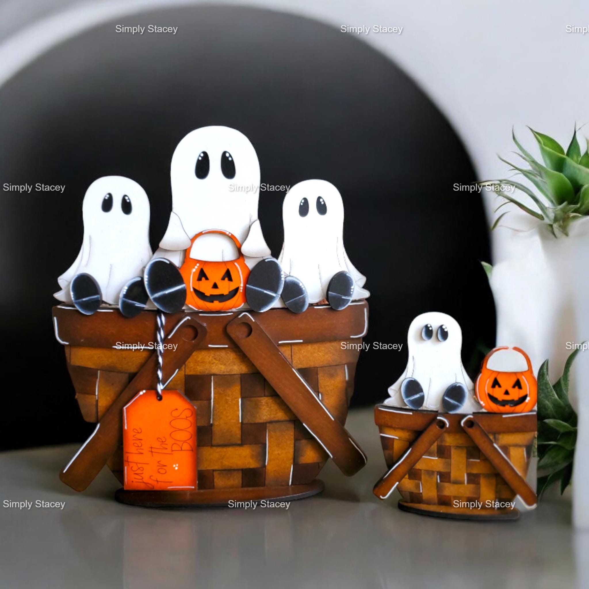 Ghost Basket Insert: Hand-painted Halloween Decor - Large or Mini, DIY ...