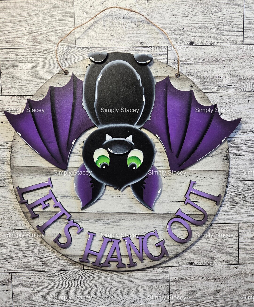 Hand-painted Halloween Bat Door Hanger: "let's Hang Out" Sign, DIY Kit ...