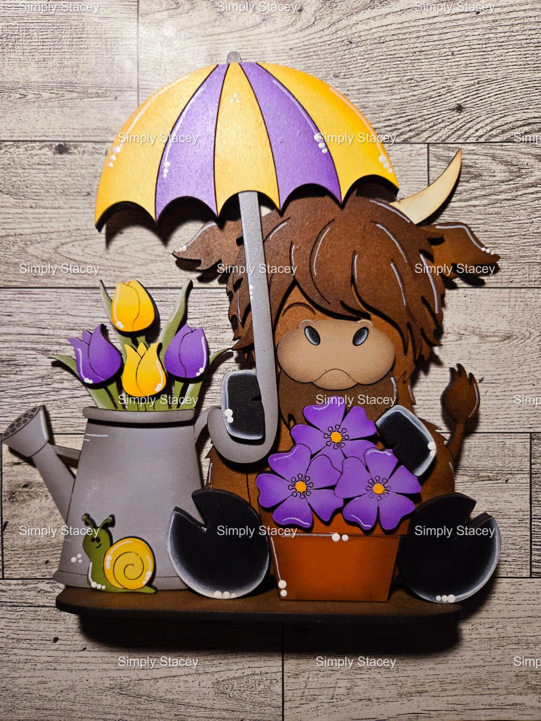 Handmade Spring Highland Cow Shelf Sitter: Painted or DIY Kit - Etsy