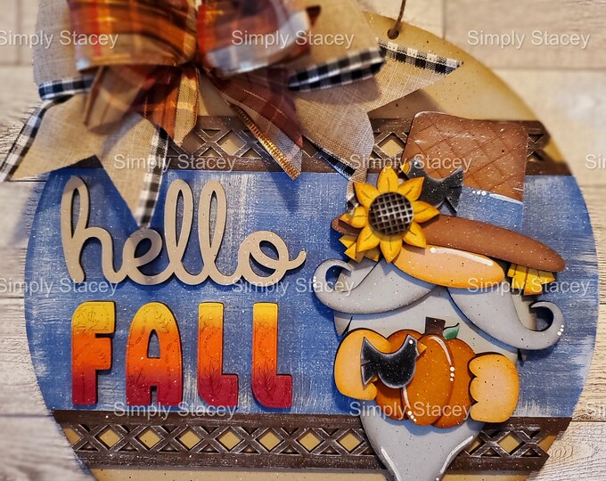 Hello Fall Gnome Sign, DIY Kit or Hand-painted, Fall Gnome, Fall Sign ...