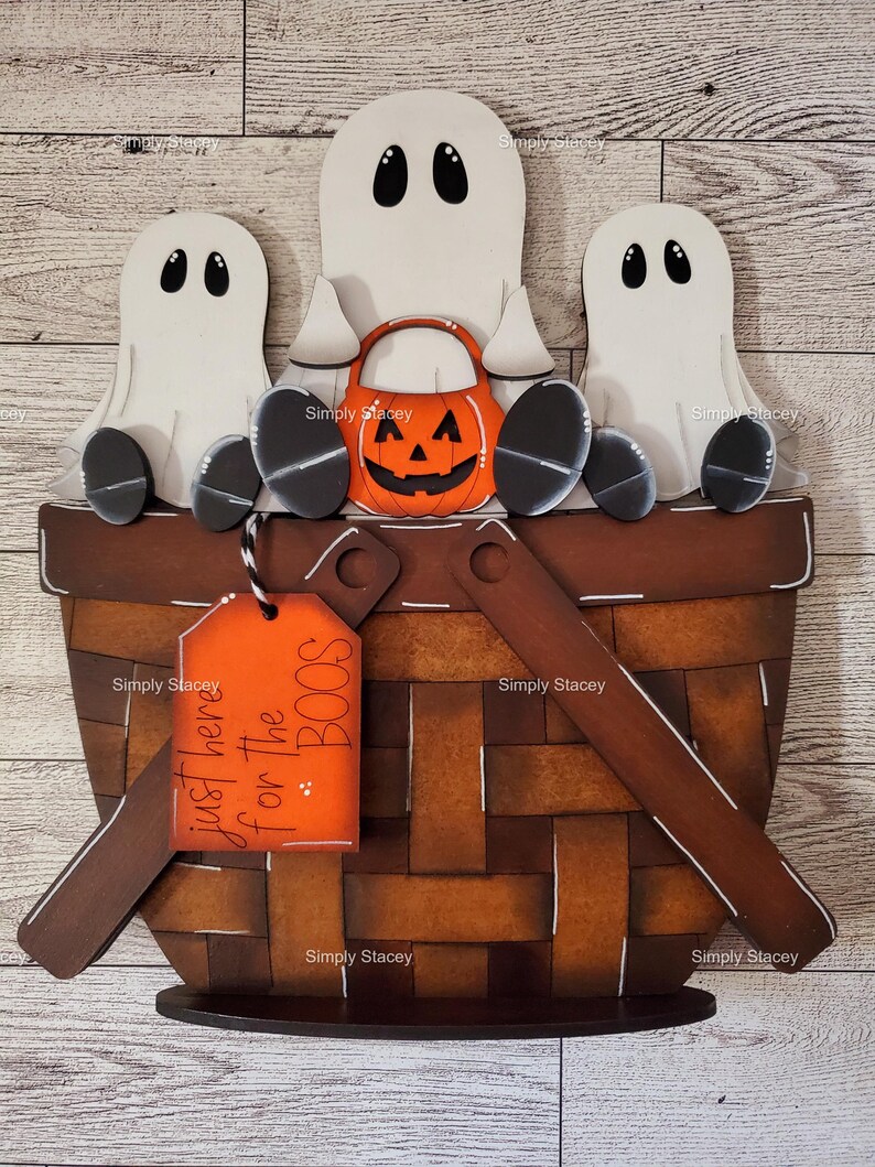 Ghost Basket Insert: Hand-painted Halloween Decor - Large or Mini, DIY ...