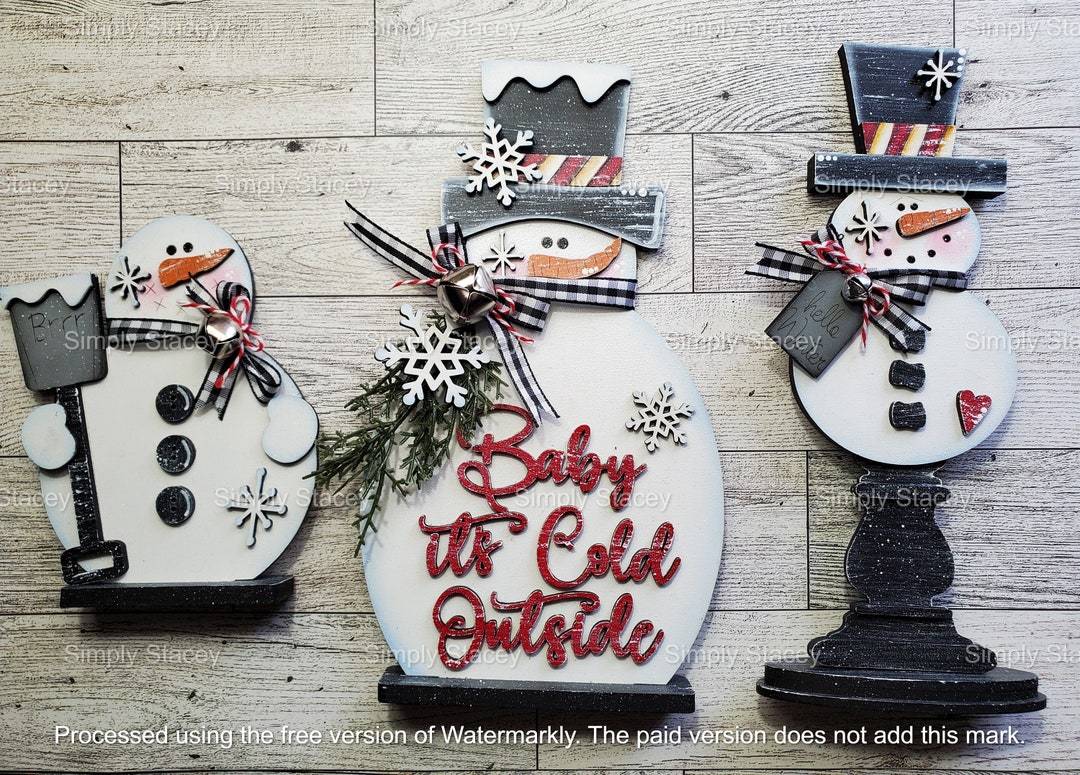 Snowman Winter Trio or Individually DIY Kit or Painted, Snowman Shelf ...