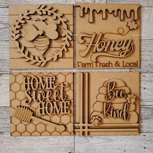 Bee Sign Tile Inserts, DIY Kit or Hand-painted, Bee Decor, DIY Bee ...