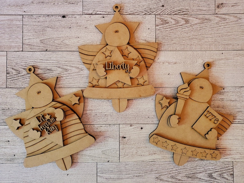 Lady Liberty Angel Ornaments, DIY Wood Kit or Hand-painted, 4th of July ...