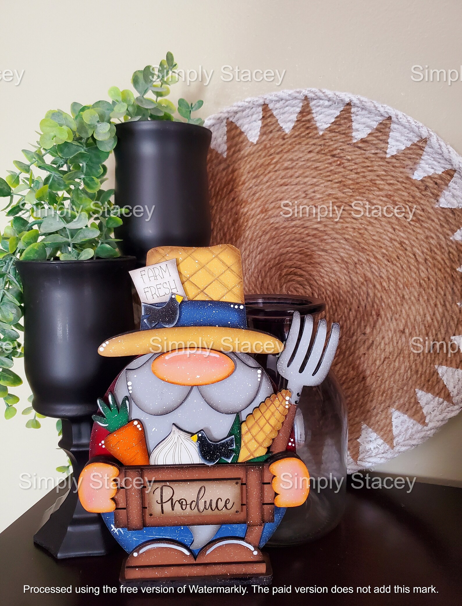 Farmer Gnome, DIY Wood Kit or Hand-painted, Farmer Gnome Shelf Sitter ...