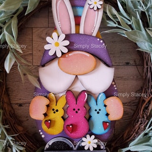 Easter Peep Gnome, DIY Kit or Hand-painted, Easter Shelf Sitter, Tiered ...