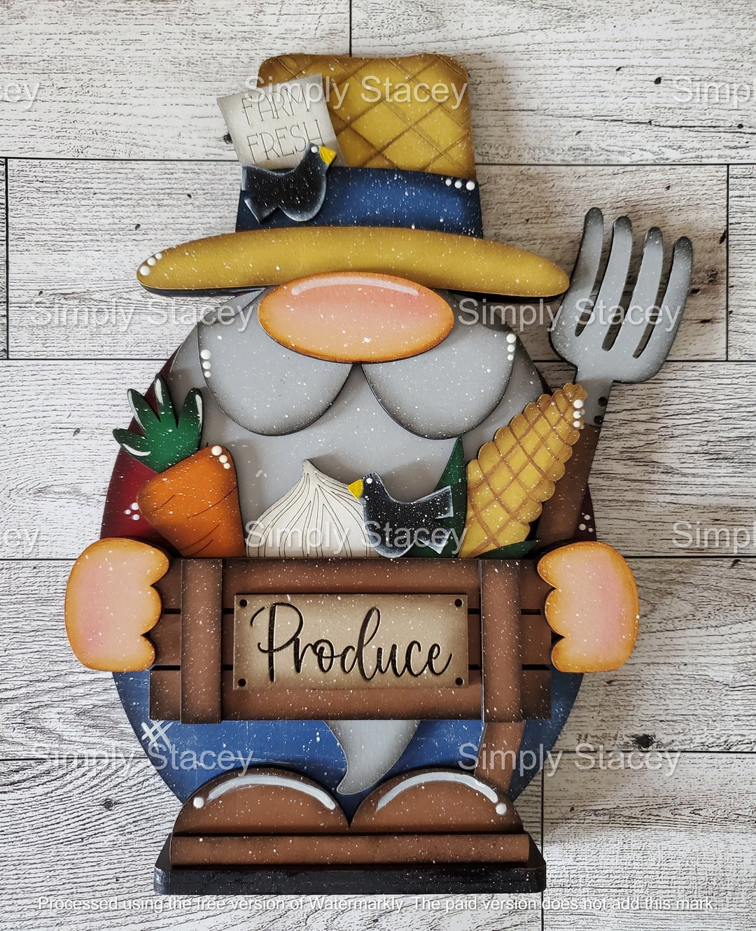 Farmer Gnome, DIY Wood Kit or Hand-painted, Farmer Gnome Shelf Sitter ...