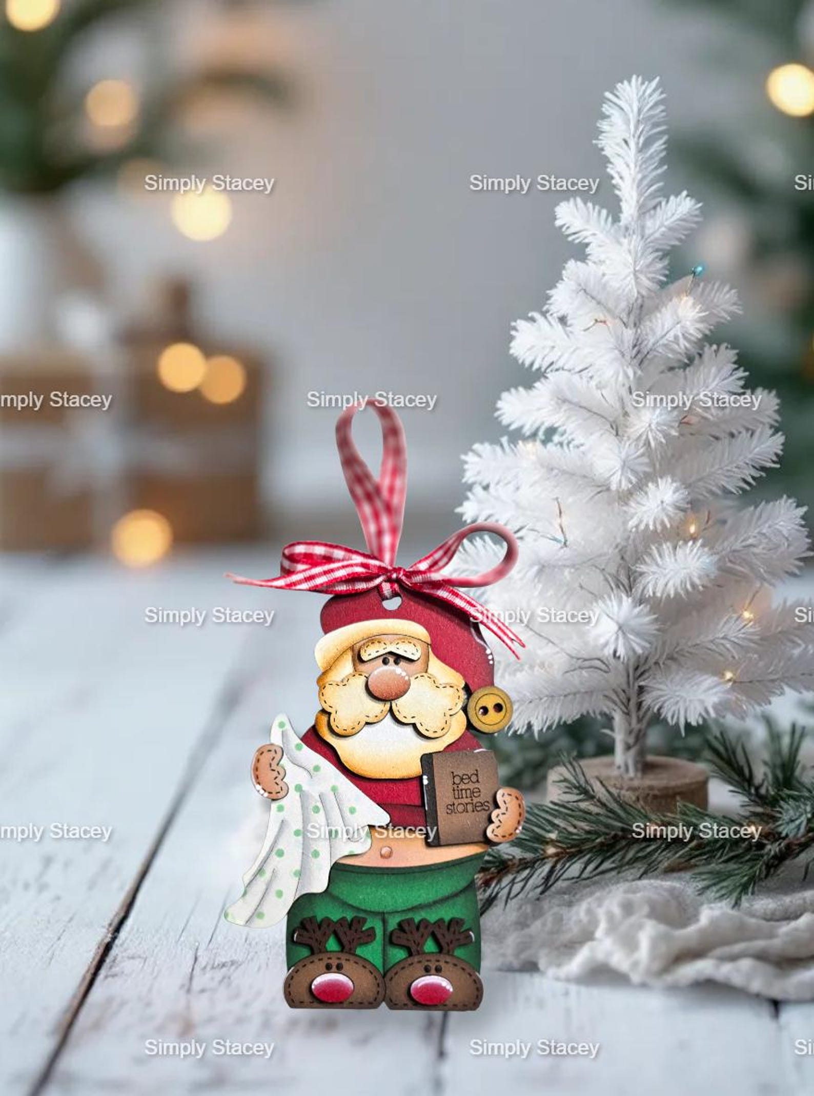 Chubby Belly Santa Stitched Ornaments, Santa in Pj's, DIY Kit or Hand ...