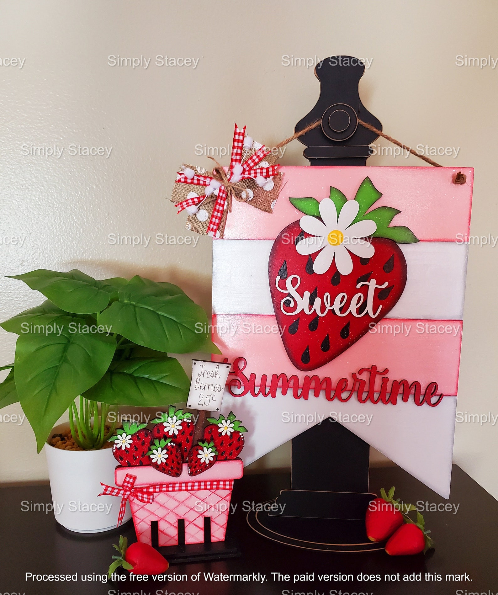 Sweet Summertime Strawberry Banner Sign, DIY Kit or Hand-painted ...