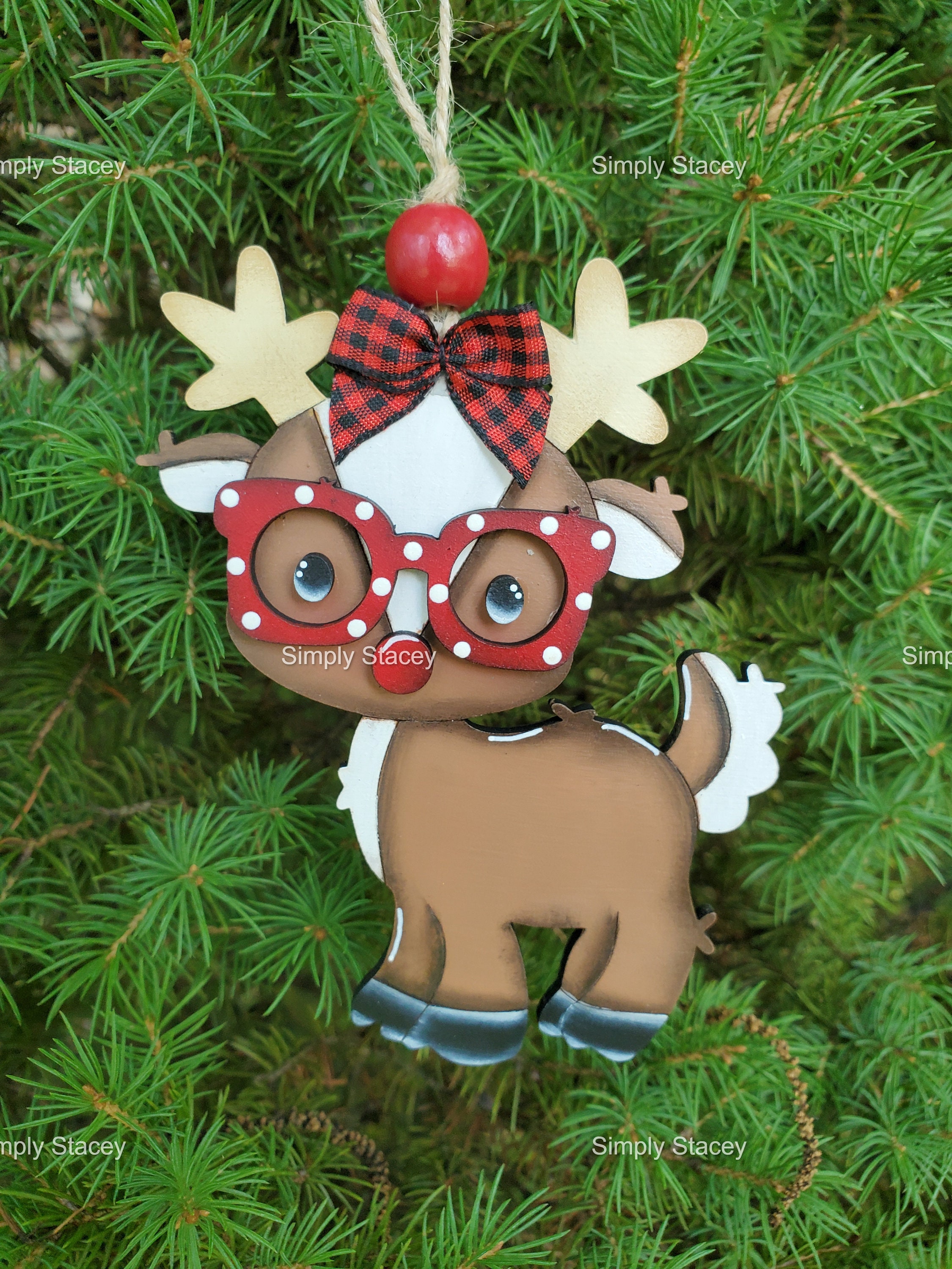 Reindeer Ornament, DIY Kit, Hand Painted, Reindeer With Glasses ...