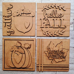 Fall Tile Inserts, DIY Kit or Hand-painted, Fall Decor, DIY Fall Craft ...