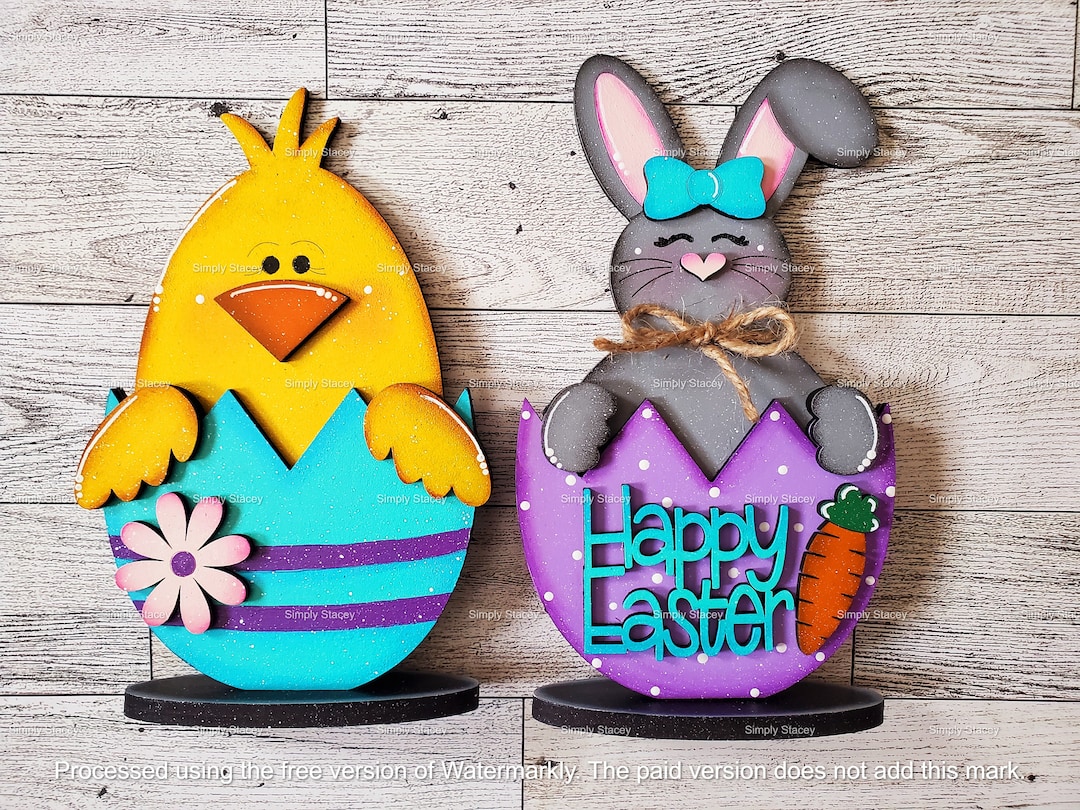 Easter Chick and Bunny Shelf Sitters, DIY Kit, Hand-painted, Easter ...
