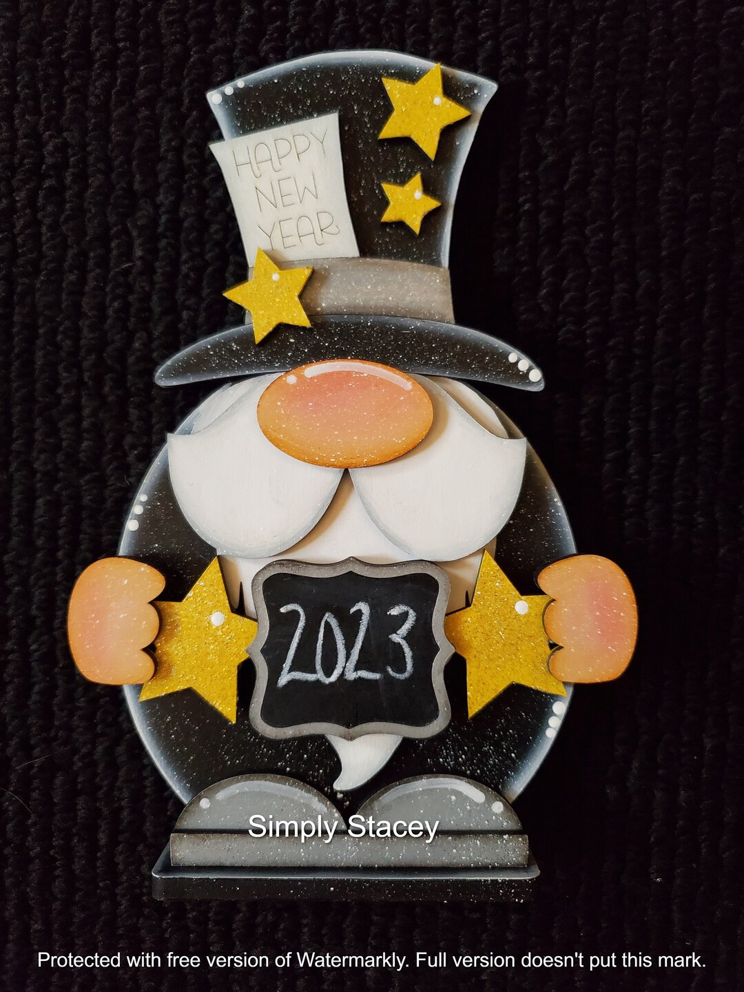 New Years Gnome, DIY Kit or Hand-painted, Shelf Sitter, New Years Home ...