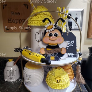 Bee Shelf Sitter, DIY Wood Kit, Hand-painted, Shelf Sitter, Tiered Tray ...