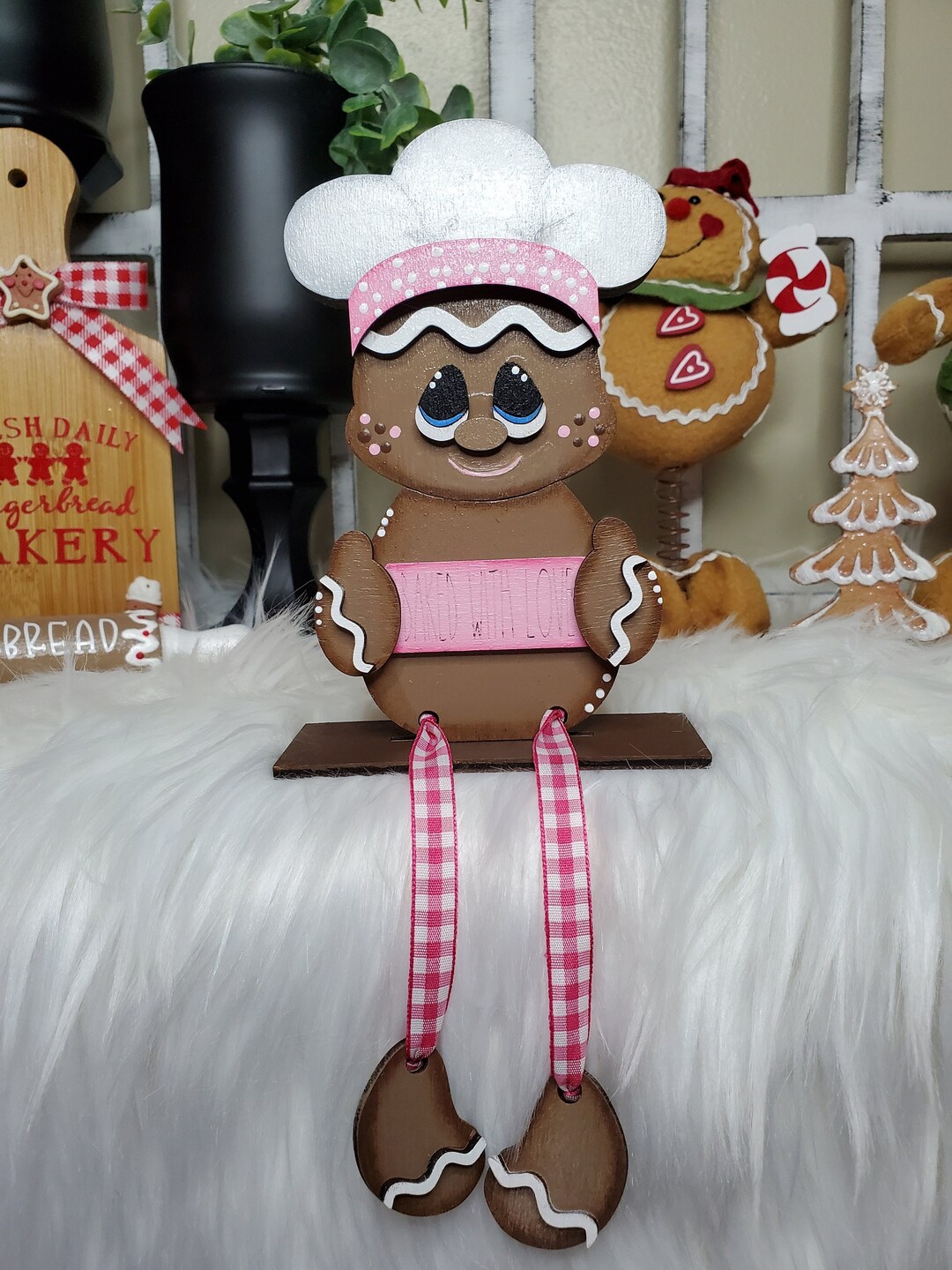 Dangling Leg Gingerbread Shelf Sitter, Gingerbread DIY Wood Kit, Tiered ...
