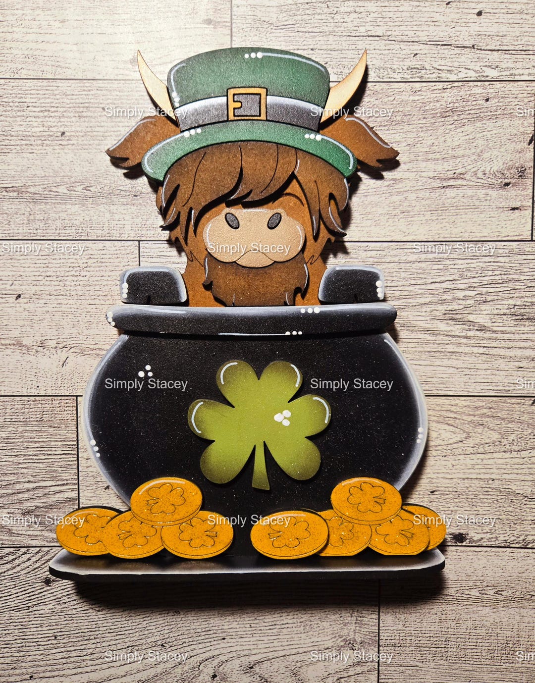 Highland Cow St. Patrick's Day Decor: Shelf Sitter, DIY Kit or Hand ...