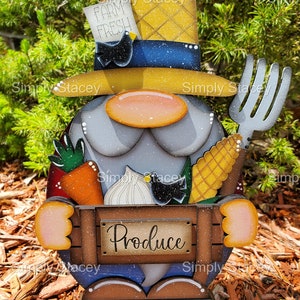 Farmer Gnome, DIY Wood Kit or Hand-painted, Farmer Gnome Shelf Sitter ...