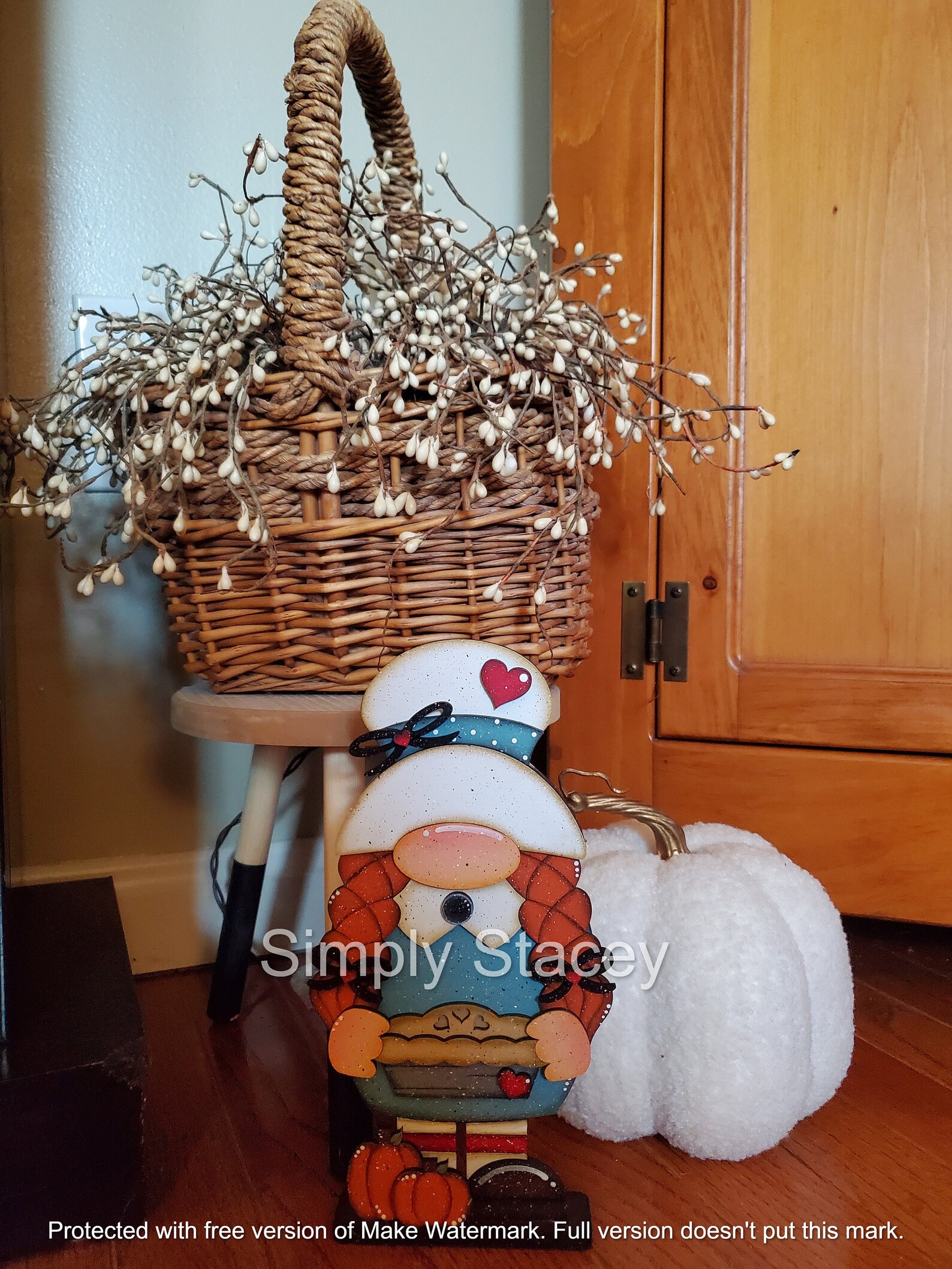 Pilgrim Girl Gnome, DIY Kit or Hand-painted, Gnome Shelf Sitter ...