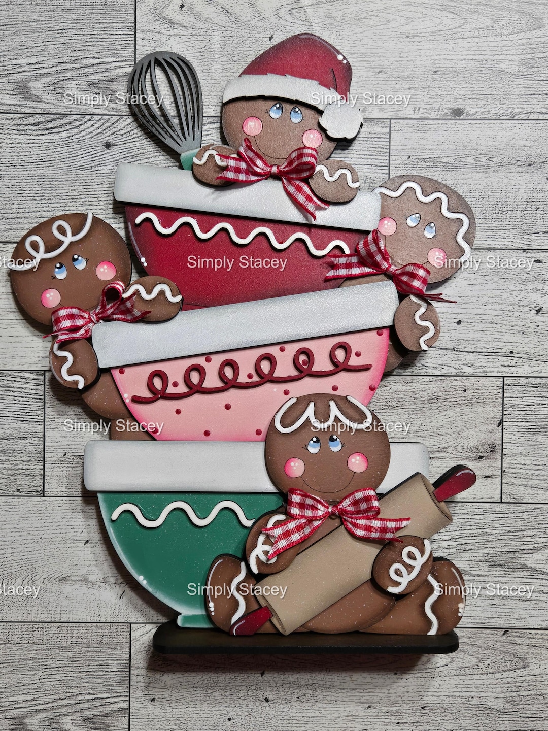 Gingerbread With Baking Bowls Shelf Sitter – Handmade Holiday Kitchen ...