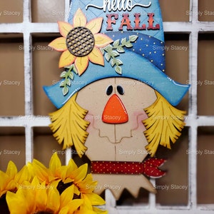 Hello Fall Scarecrow Door Hanger, DIY Kit or Hand-painted, Fall Decor ...