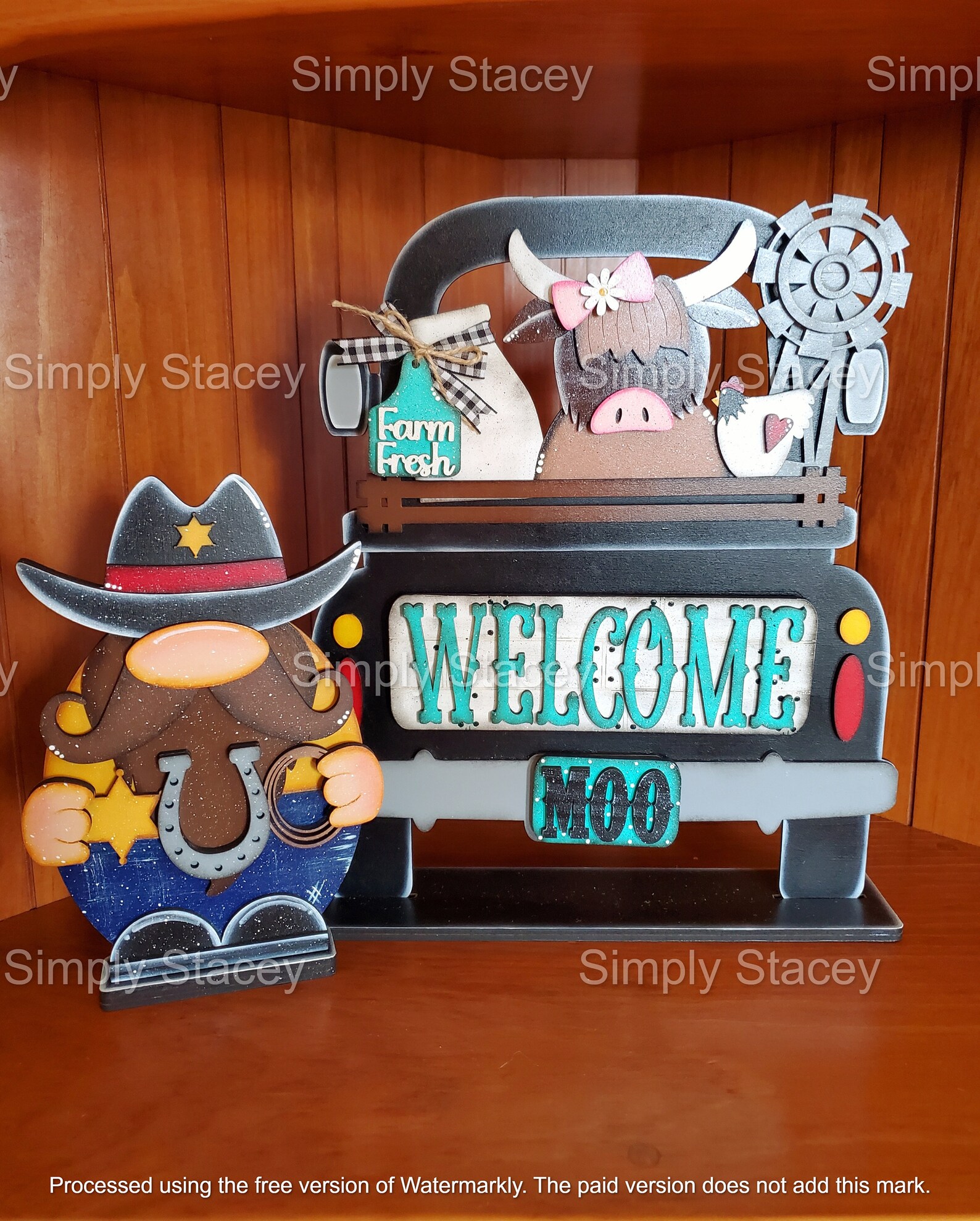 Sheriff Gnome DIY Wood Kit or Hand-painted, Shelf Sitter, Tiered Tray ...