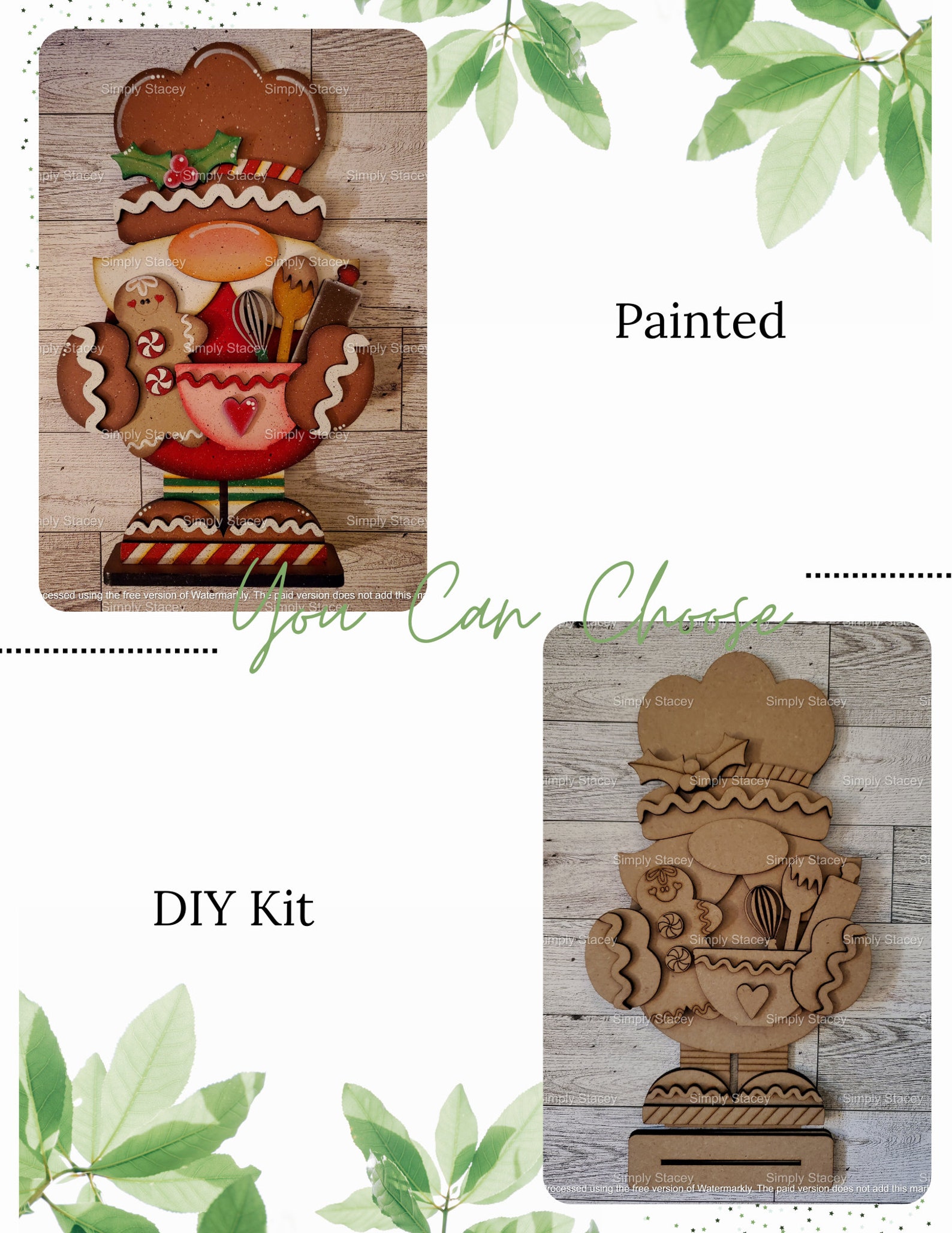 Gingerbread Baker Gnome, DIY Wood Kit or Hand-painted, Gnome Shelf ...