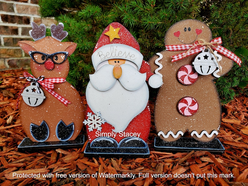Santa, Nerdy Reindeer, Gingerbread Man, DIY Kit or Hand-painted ...