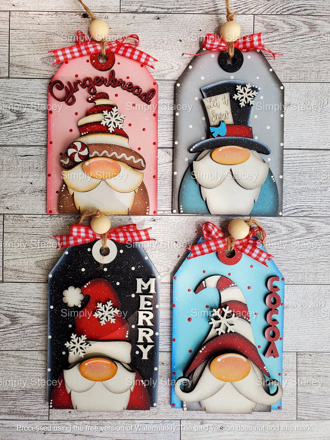 Gnome Christmas Tag Ornament, DIY Kit or Hand-painted, Gnome Ornament ...