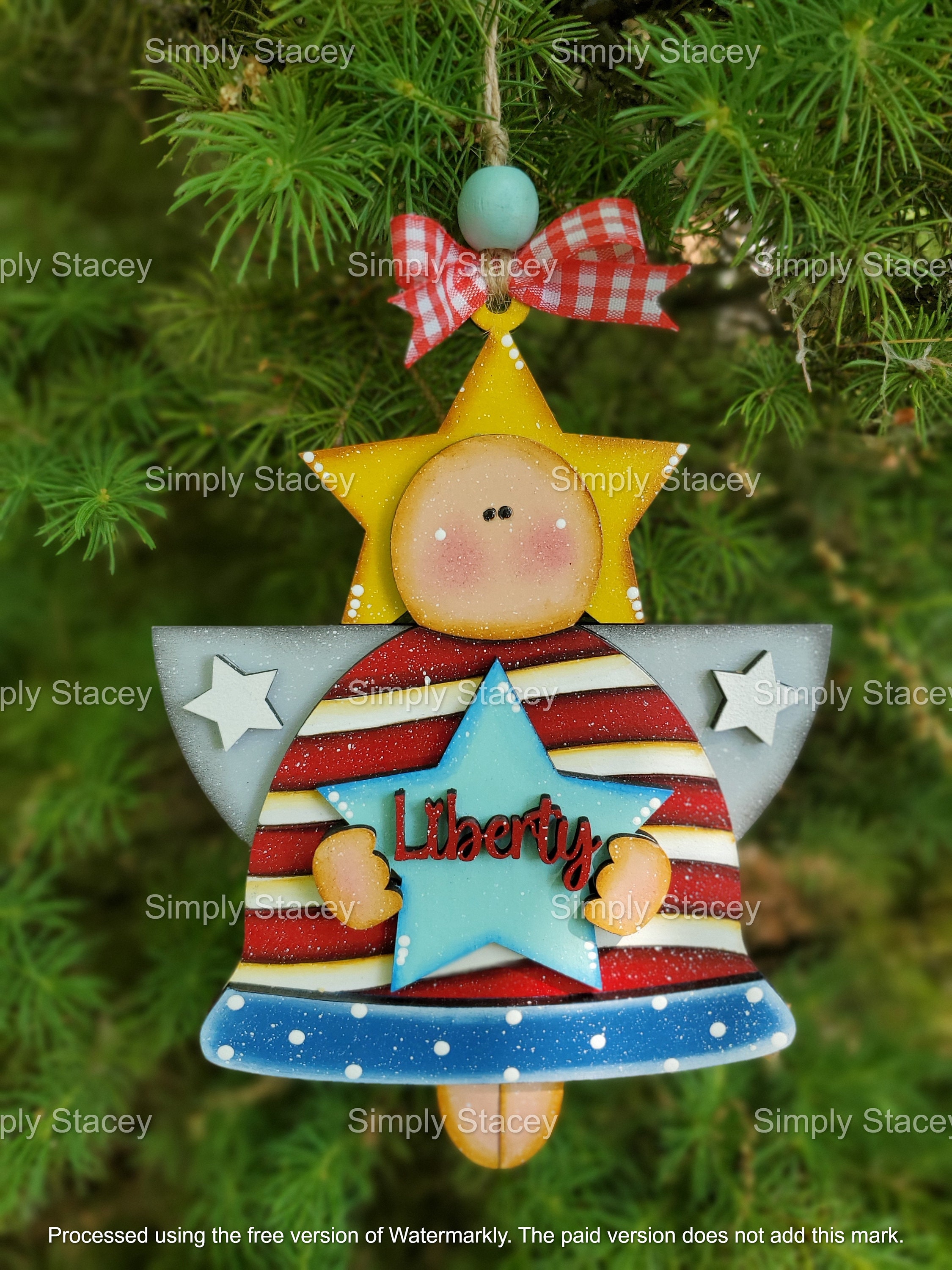 Lady Liberty Angel Ornaments, DIY Wood Kit or Hand-painted, 4th of July ...
