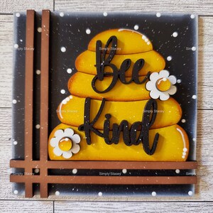 Bee Sign Tile Inserts, DIY Kit or Hand-painted, Bee Decor, DIY Bee ...