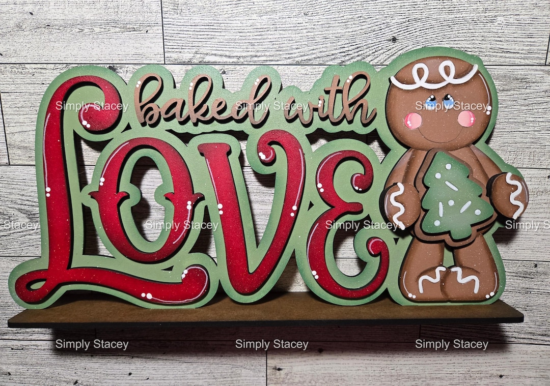 Handmade Baked With Love Word Art Gingerbread Shelf Sitter: Gingerbread ...
