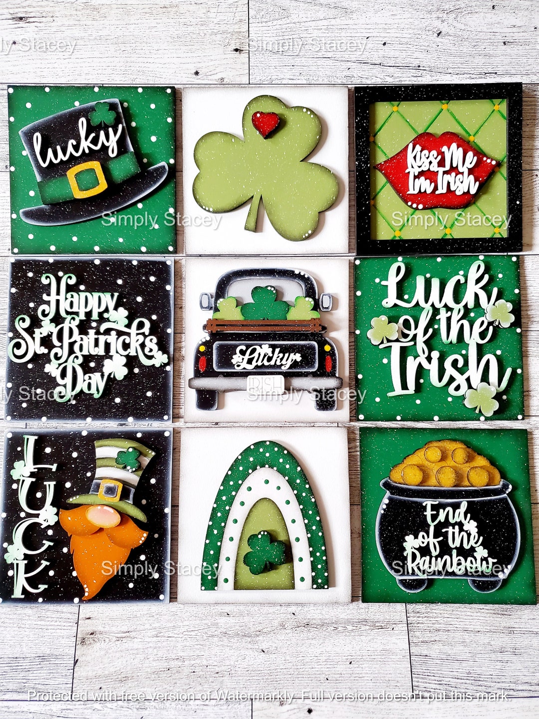 St. Patrick's Sign Tile Inserts, DIY Kit or Hand-painted, St Patty Day ...