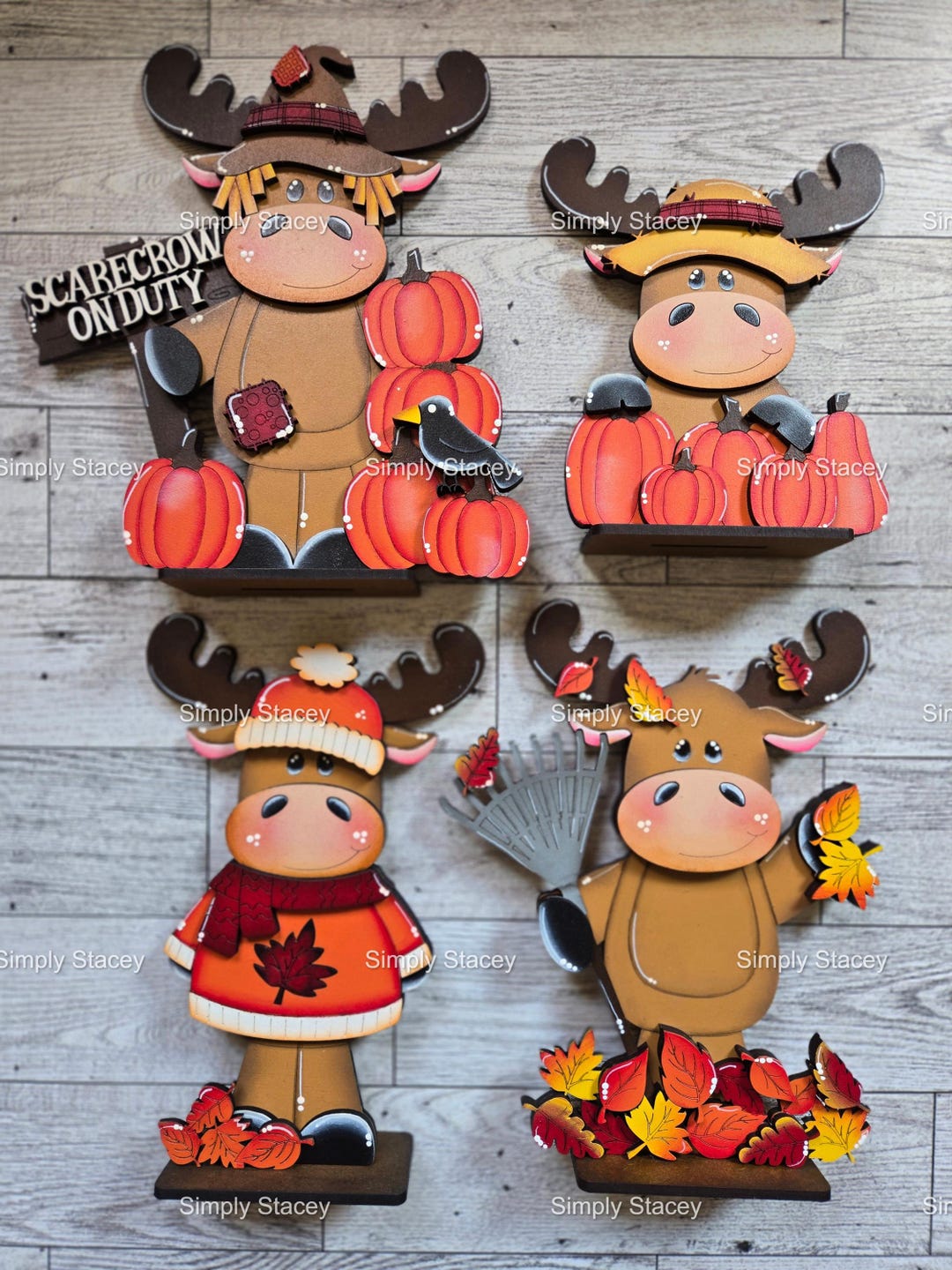 Hand-made Fall Moose Shelf Sitter: Rustic Autumn Decor, DIY Kit or Hand ...