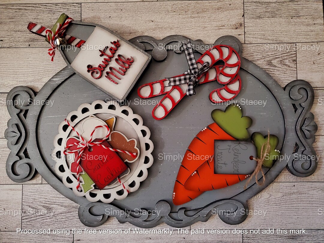 Vintage Santa Cookie Tray DIY Kit or Painted, Santa's Milk, Cookies ...