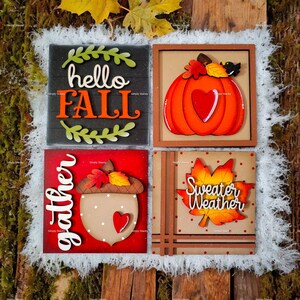 Fall Tile Inserts, DIY Kit or Hand-painted, Fall Decor, DIY Fall Craft ...
