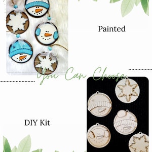 Snowman/snowflake Ornaments, DIY Kit or Hand-painted, Set of 5 ...