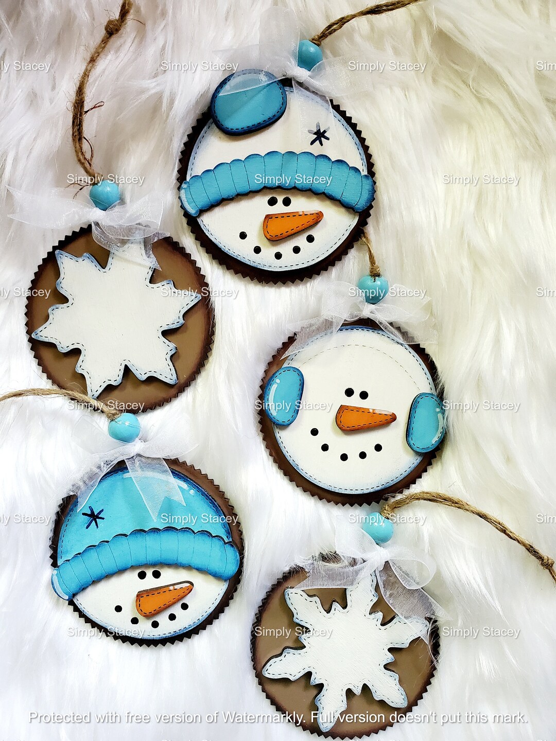 Snowman/snowflake Ornaments, DIY Kit or Hand-painted, Set of 5 ...