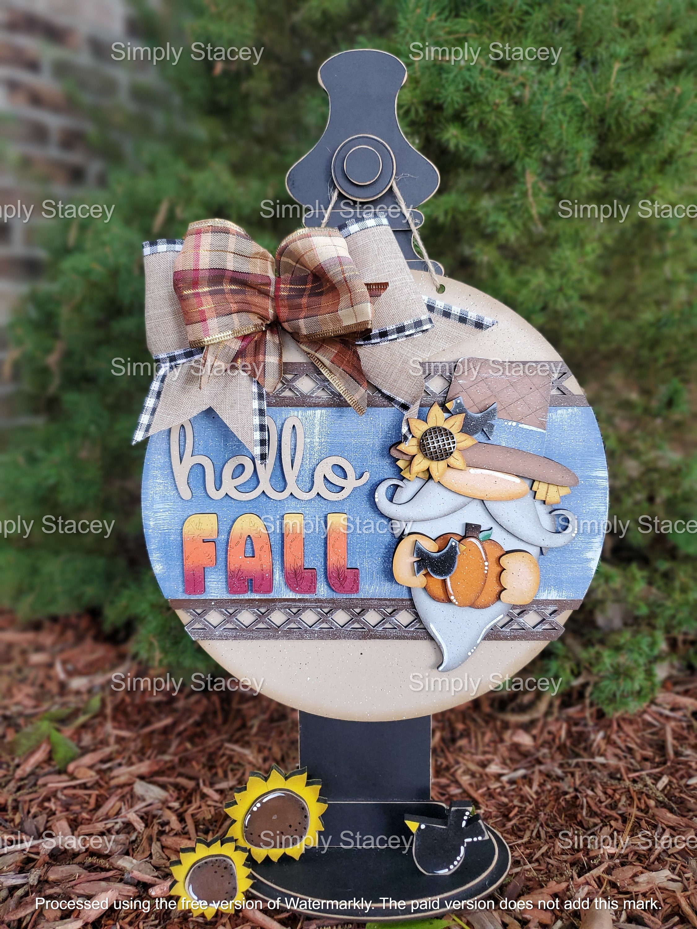 Hello Fall Gnome Sign, DIY Kit or Hand-painted, Fall Gnome, Fall Sign ...
