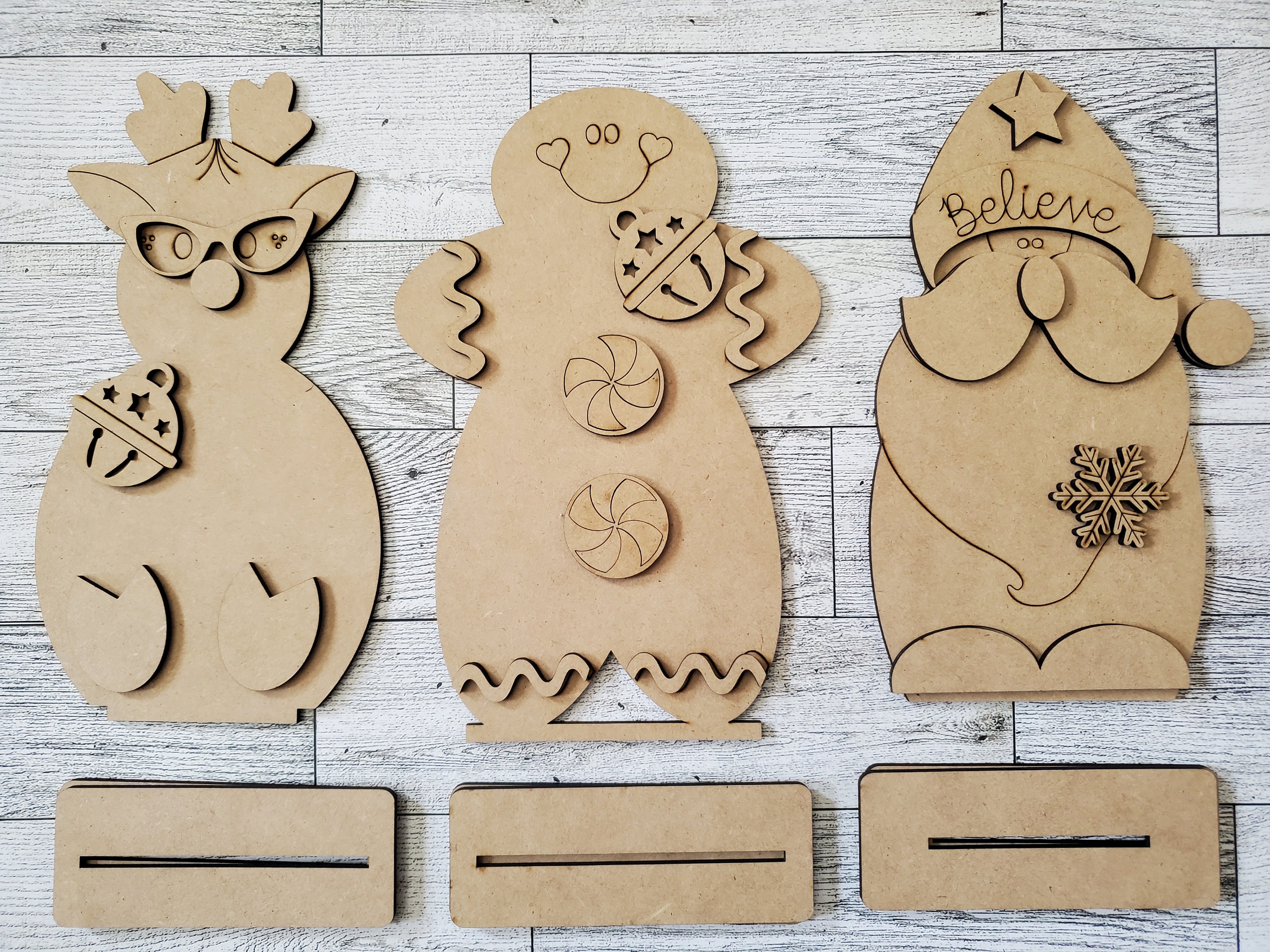 Santa, Nerdy Reindeer, Gingerbread Man, DIY Kit or Hand-painted ...