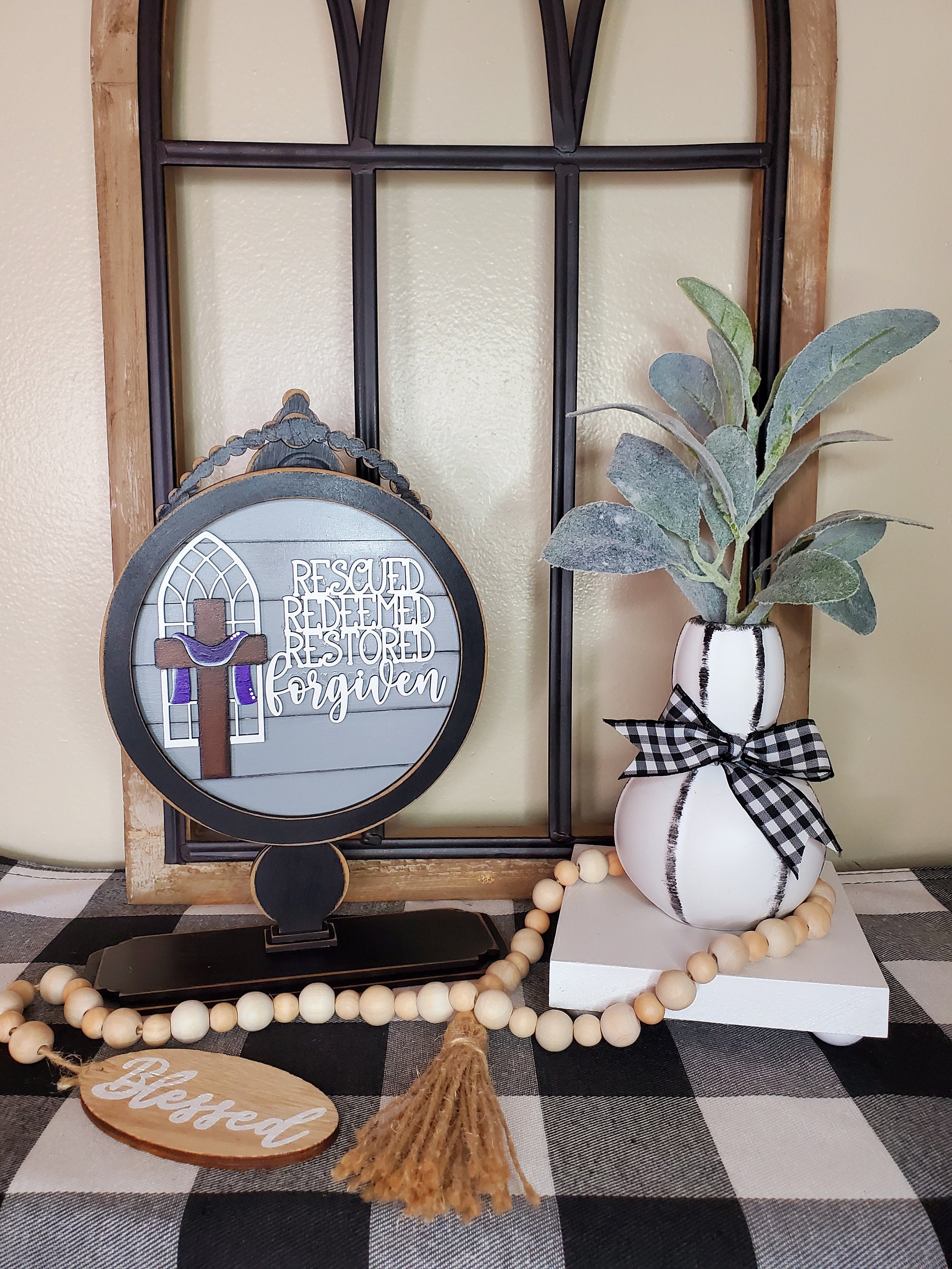 Farmhouse Tabletop Sign Holder DIY Kit or Hand-painted Drop - Etsy