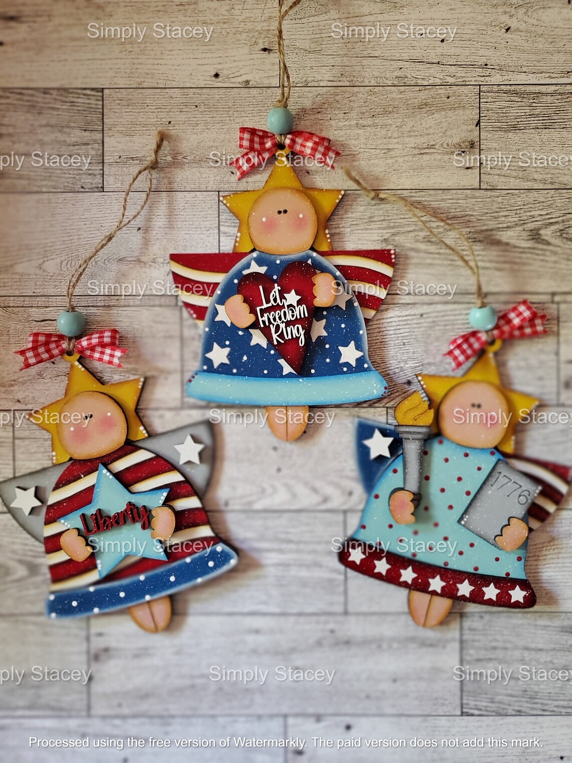 Lady Liberty Angel Ornaments, DIY Wood Kit or Hand-painted, 4th of July ...